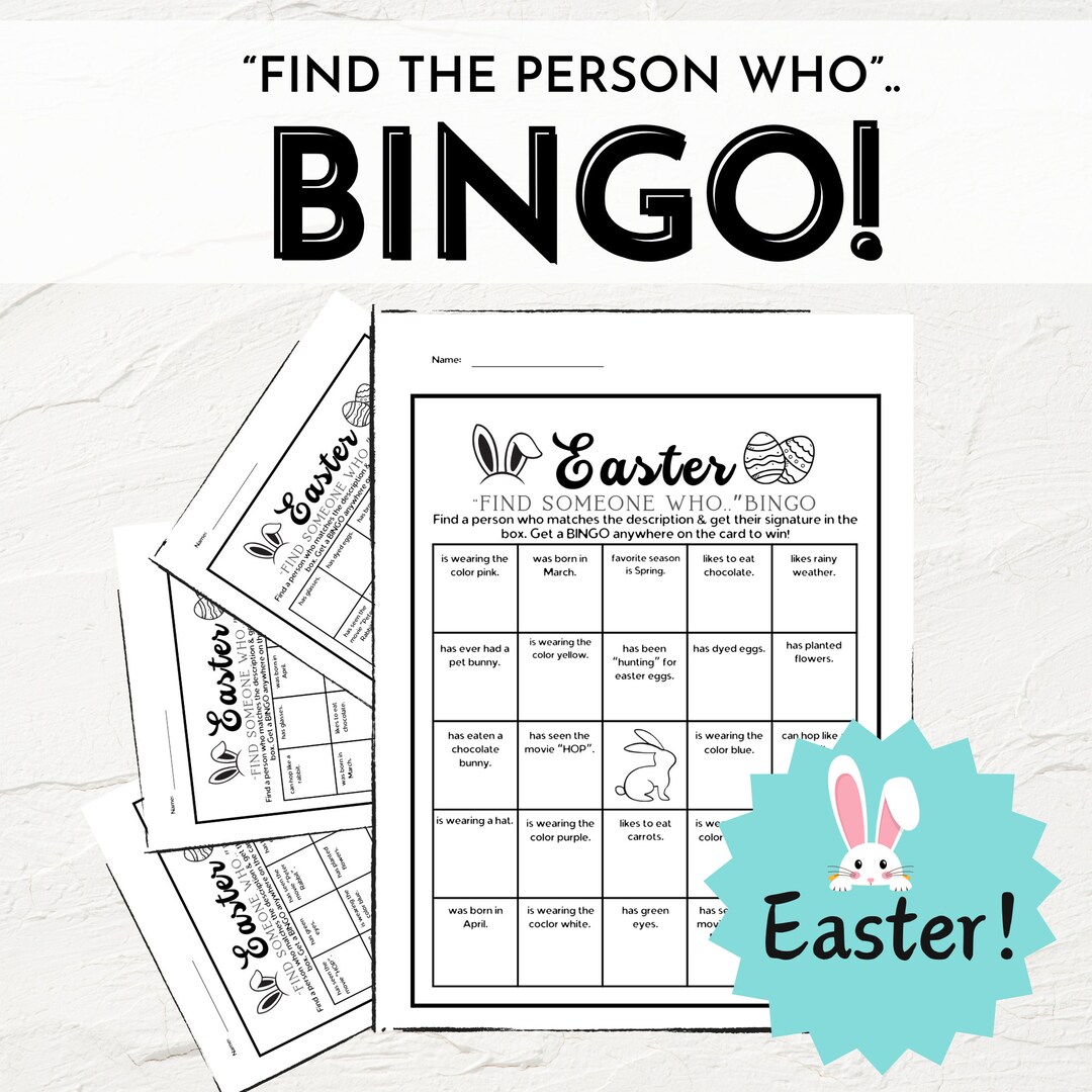 Easter Game | Printable Easter Bingo | Find the Guest Who | Printable ...