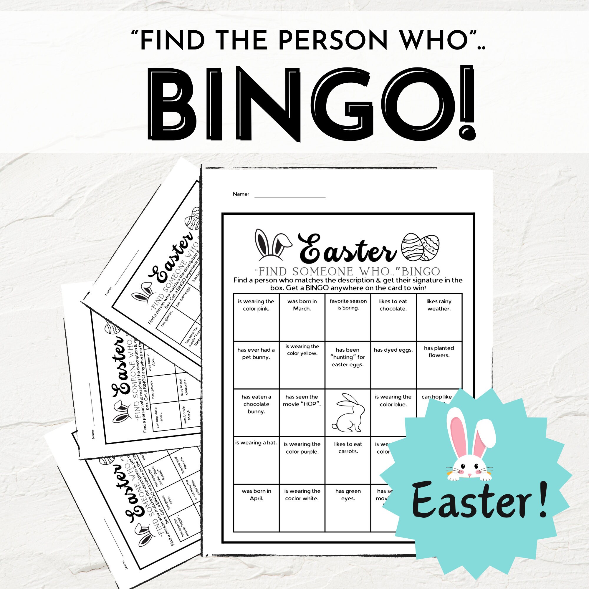 Easter Game Printable Easter Bingo Find the Guest Who Printable Find ...
