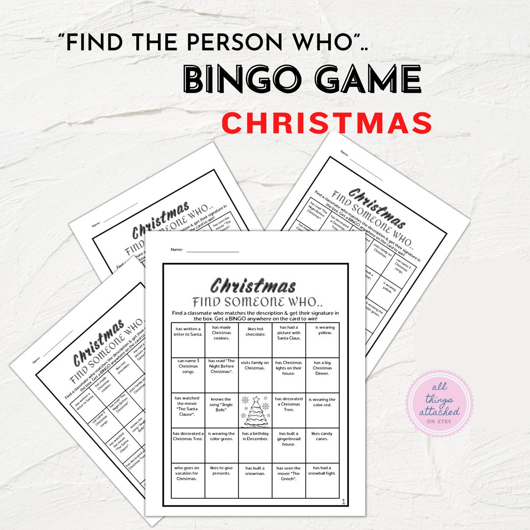 Christmas Games | Printable Christmas Bingo | Christmas Activity | Find ...