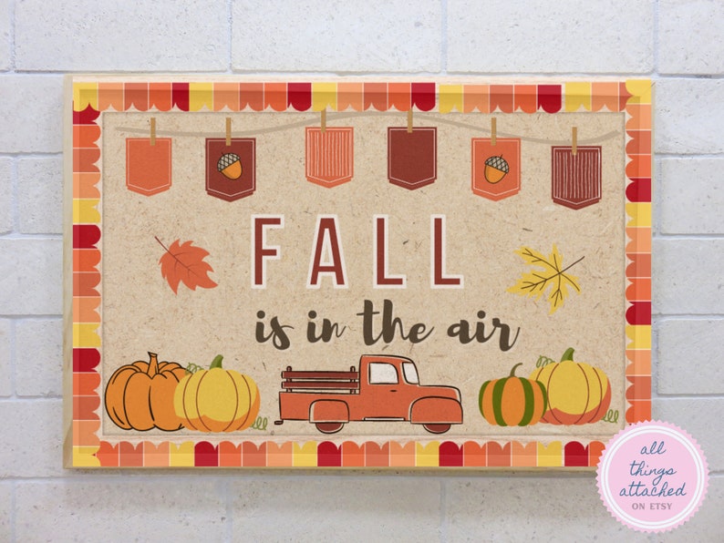 Fall Bulletin Board | Printable Pumpkin Themed Board Set | Autumn ...