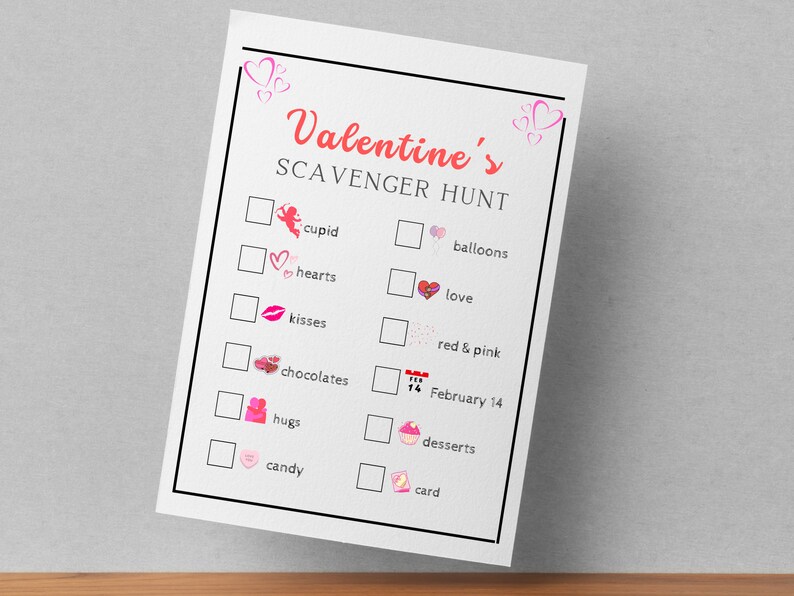 Valentine's Day Scavenger Hunt | Printable Valentine's Day Game ...