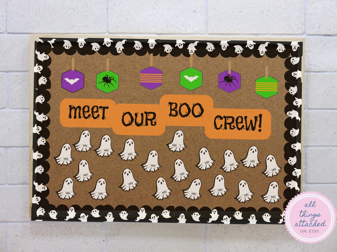 Halloween Bulletin Board | Meet Our Boo Crew | Student Ghost Activity ...