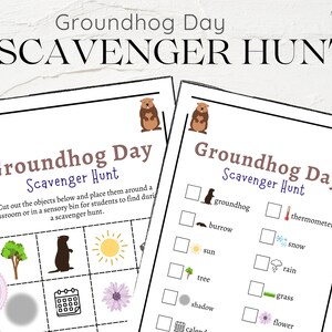 Groundhog Day Scavenger Hunt | Printable Groundhog Day Activity for ...