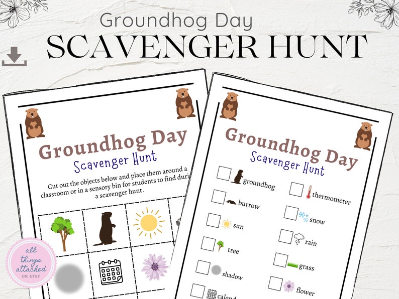 Groundhog Day Scavenger Hunt | Printable Groundhog Day Activity for ...