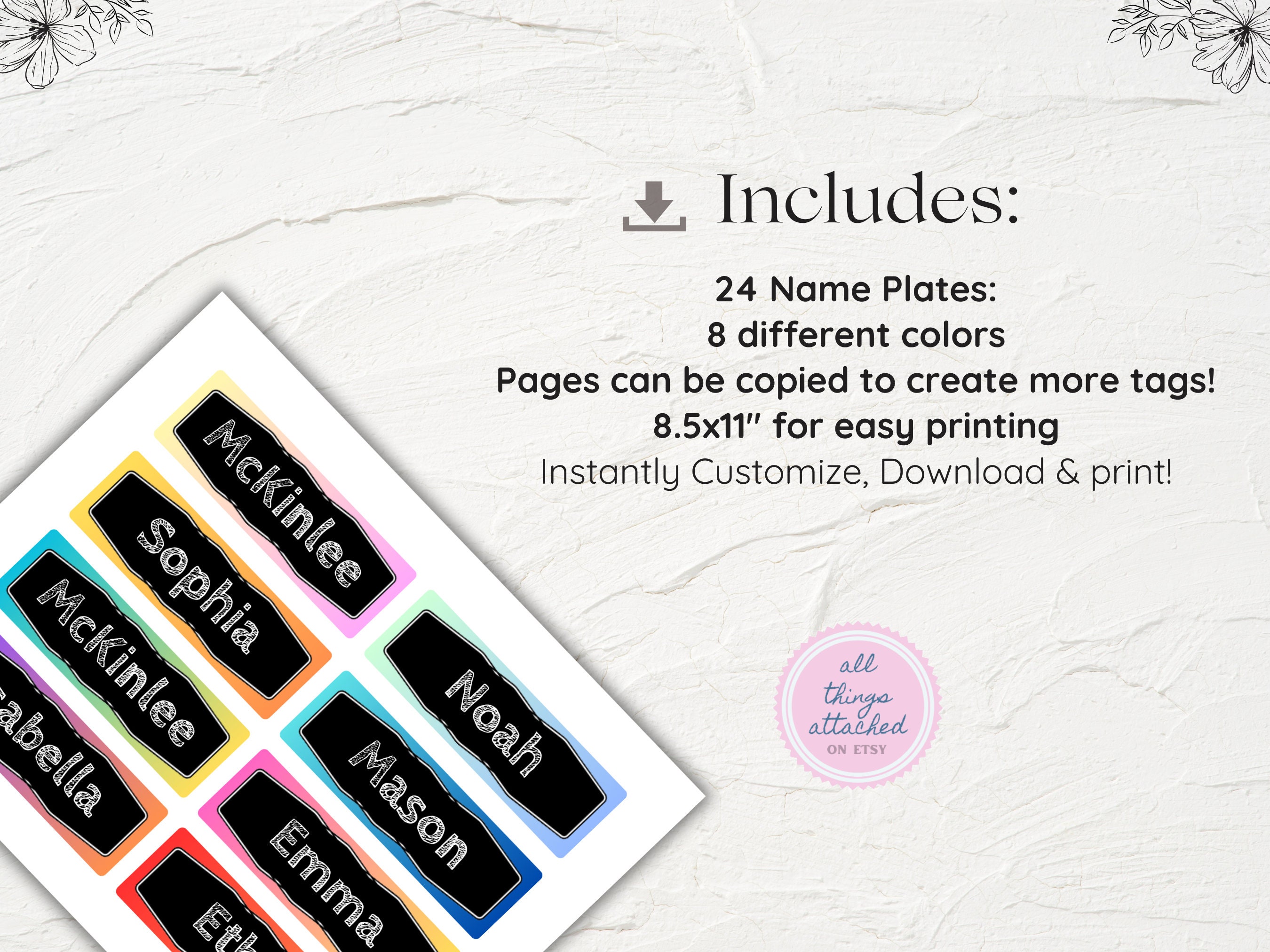 Classroom Name Labels Template Editable Classroom Labels Name Tags ...