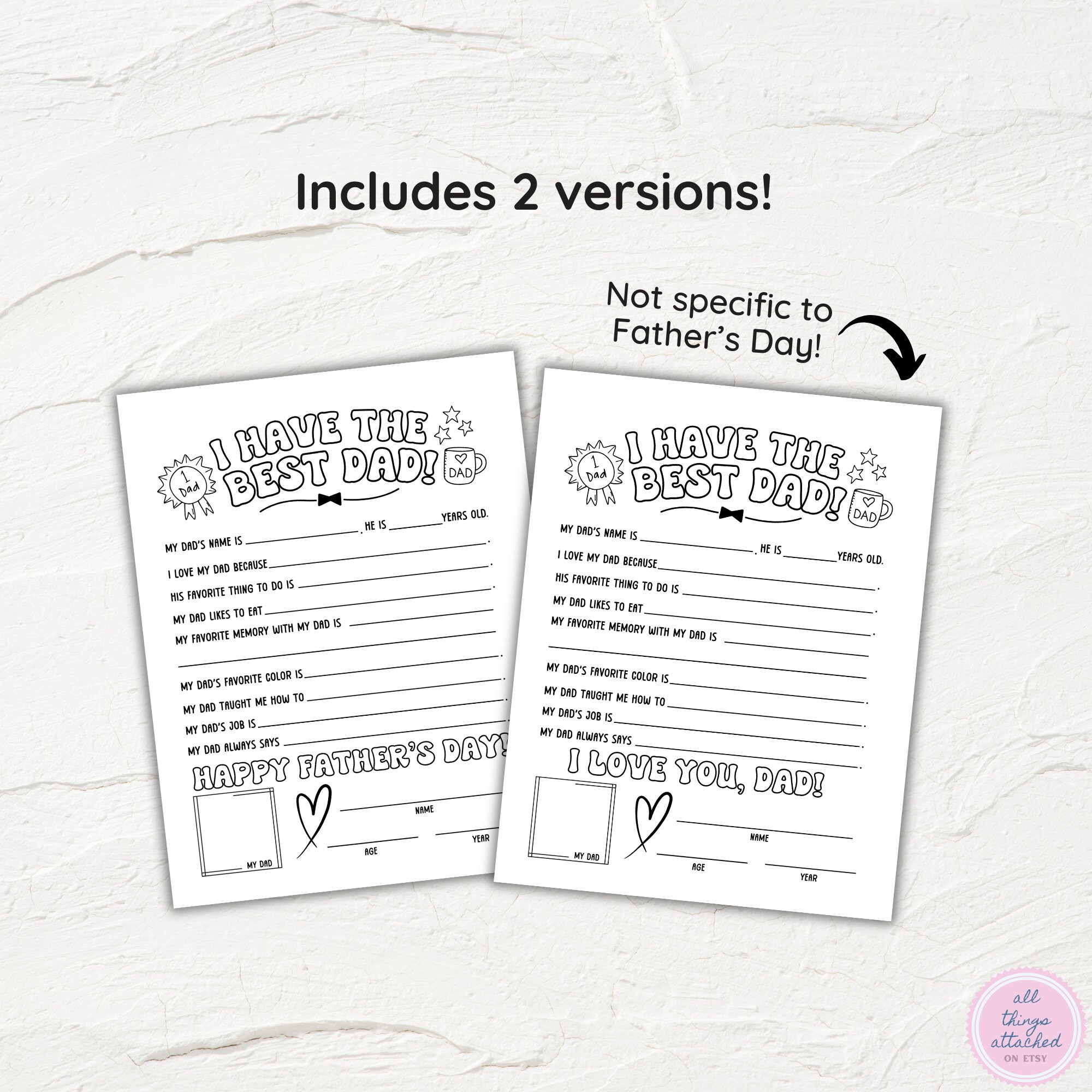 Father's Day Gift Coloring Printable Keepsake | All About Dad Interview ...