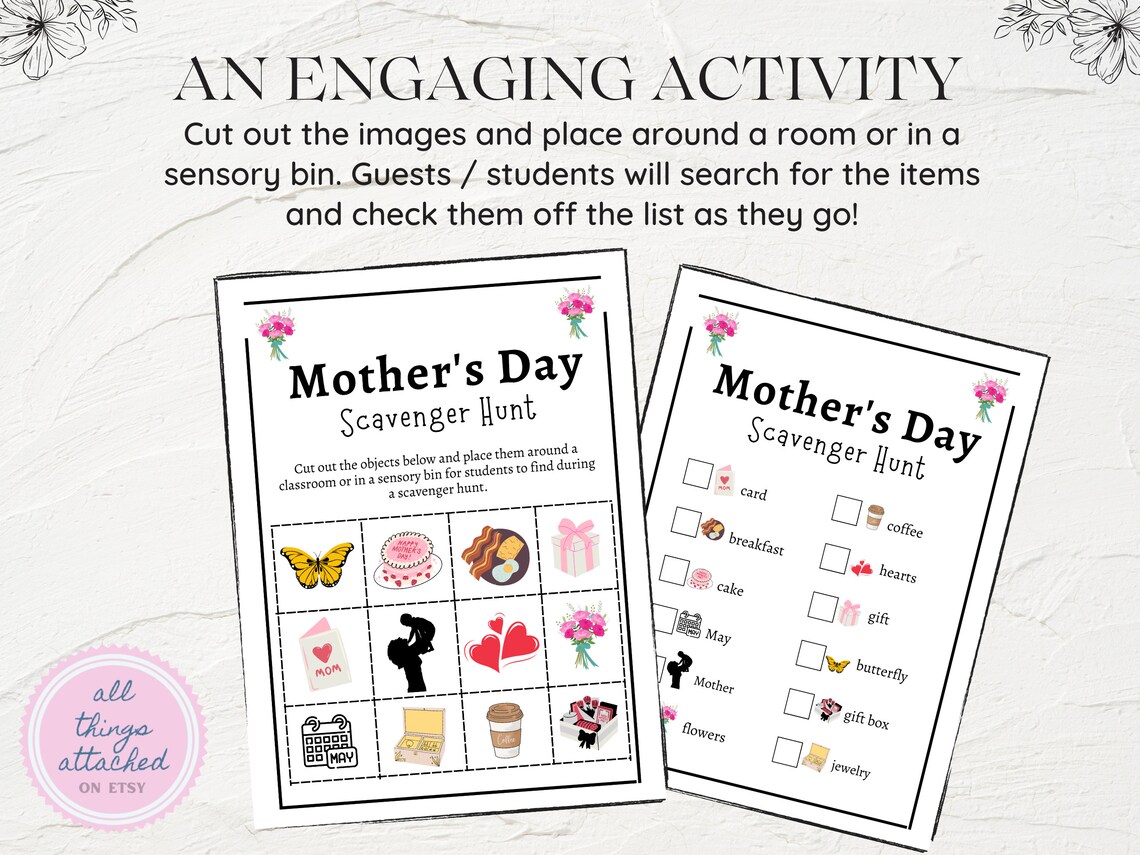 Mother's Scavenger Hunt Printable Mother's Day Activity for Kids Mother ...