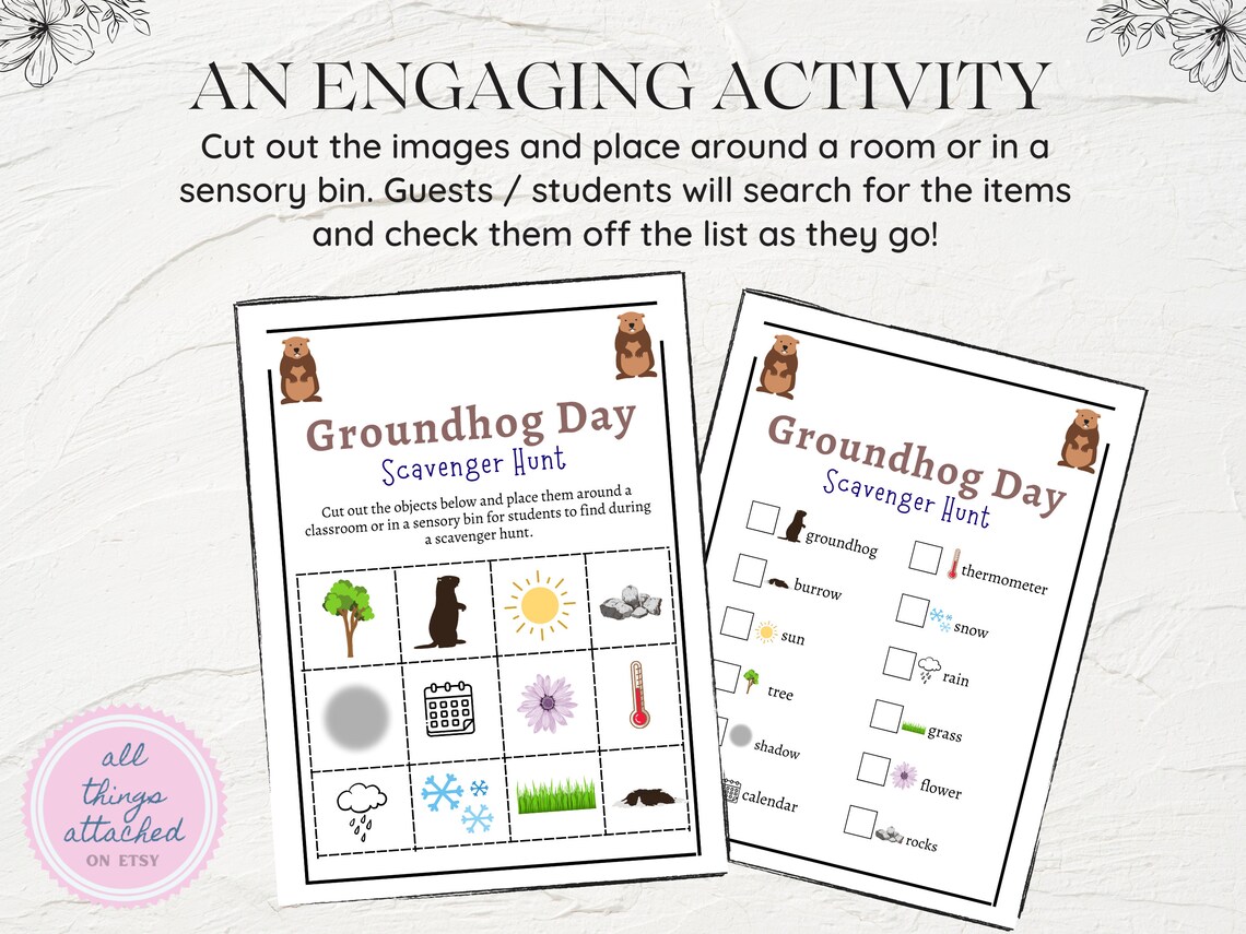 Groundhog Day Scavenger Hunt | Printable Groundhog Day Activity for ...
