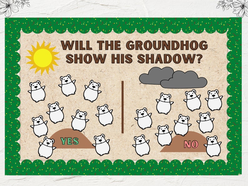 Groundhog Day Themed Bulletin Board | Printable Winter Bulletin Board ...
