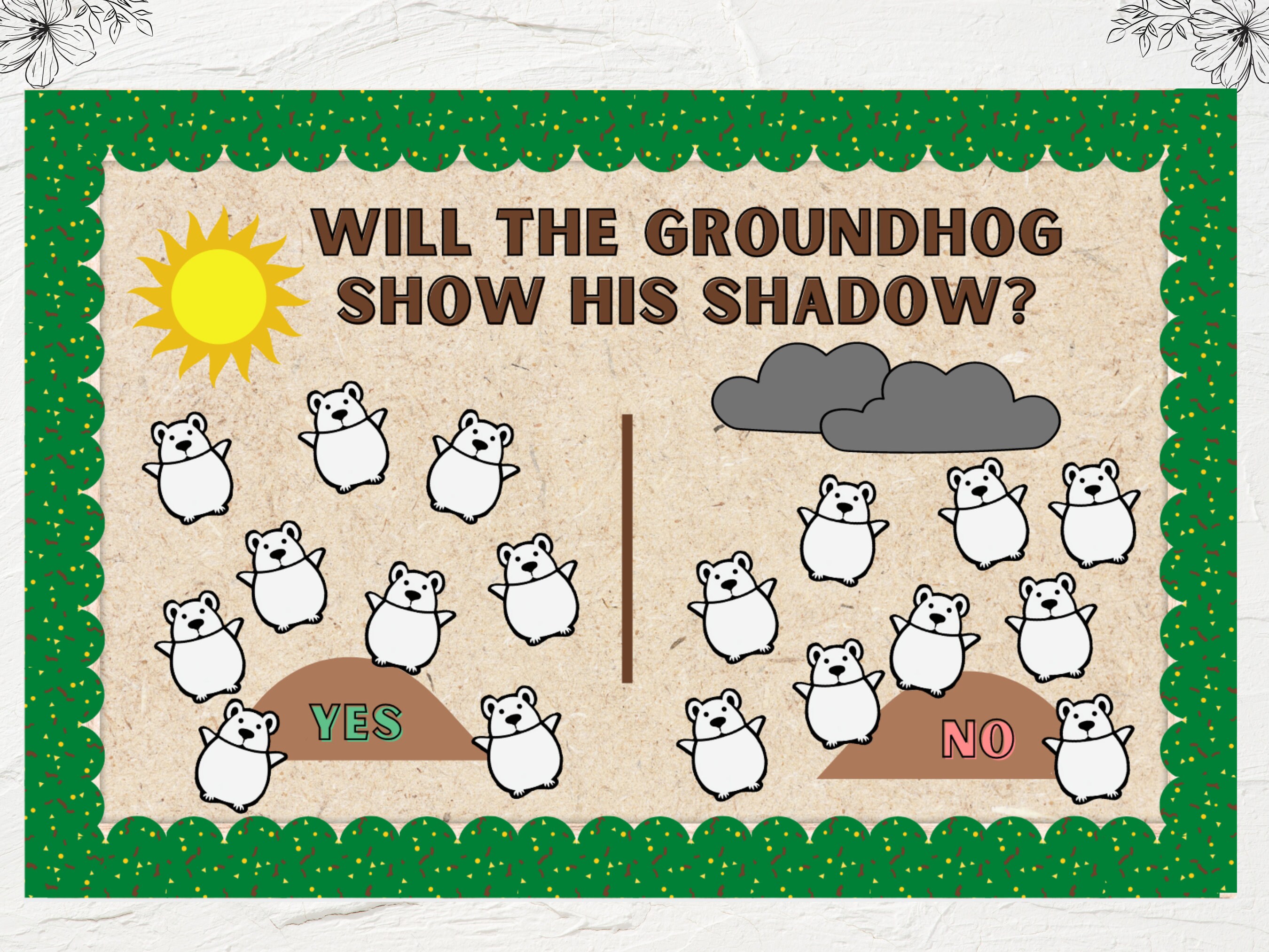 Groundhog Day Themed Bulletin Board | Printable Winter Bulletin Board ...