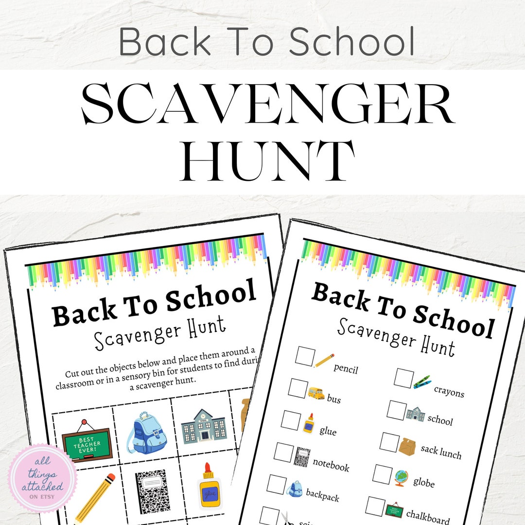 Back to School Scavenger Hunt | Printable Back to School Activity for ...