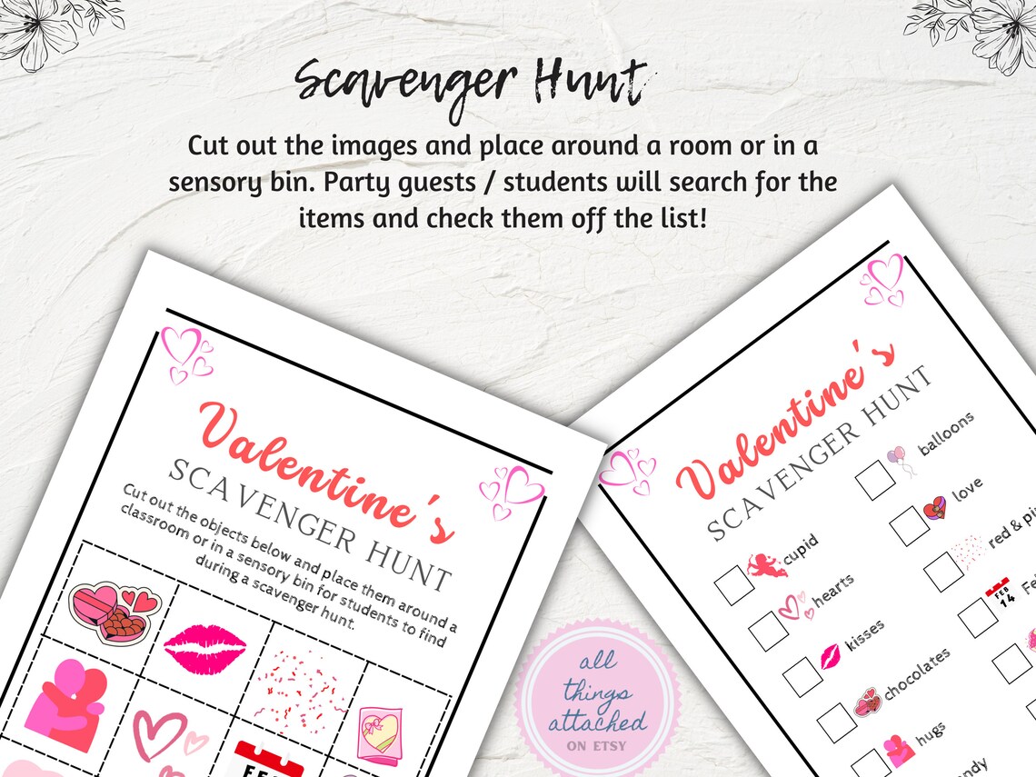 Valentine's Day Scavenger Hunt Printable Valentine's Day Game Valentine ...