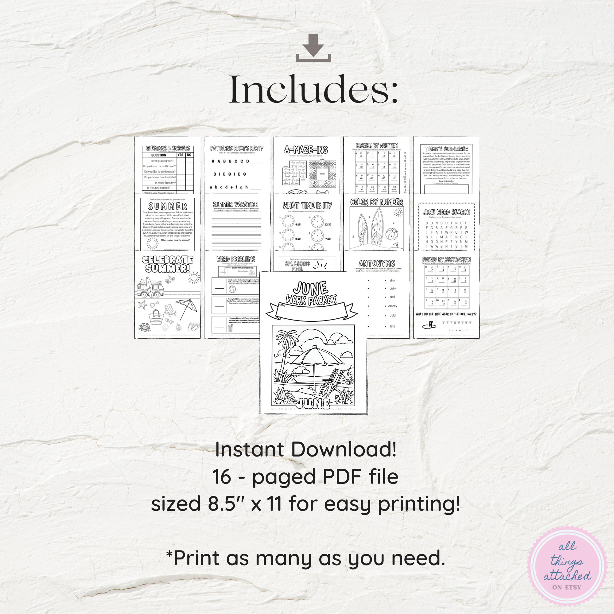 2nd 3rd 4th Grade Worksheets | Early Finishers Work Packet for June ...