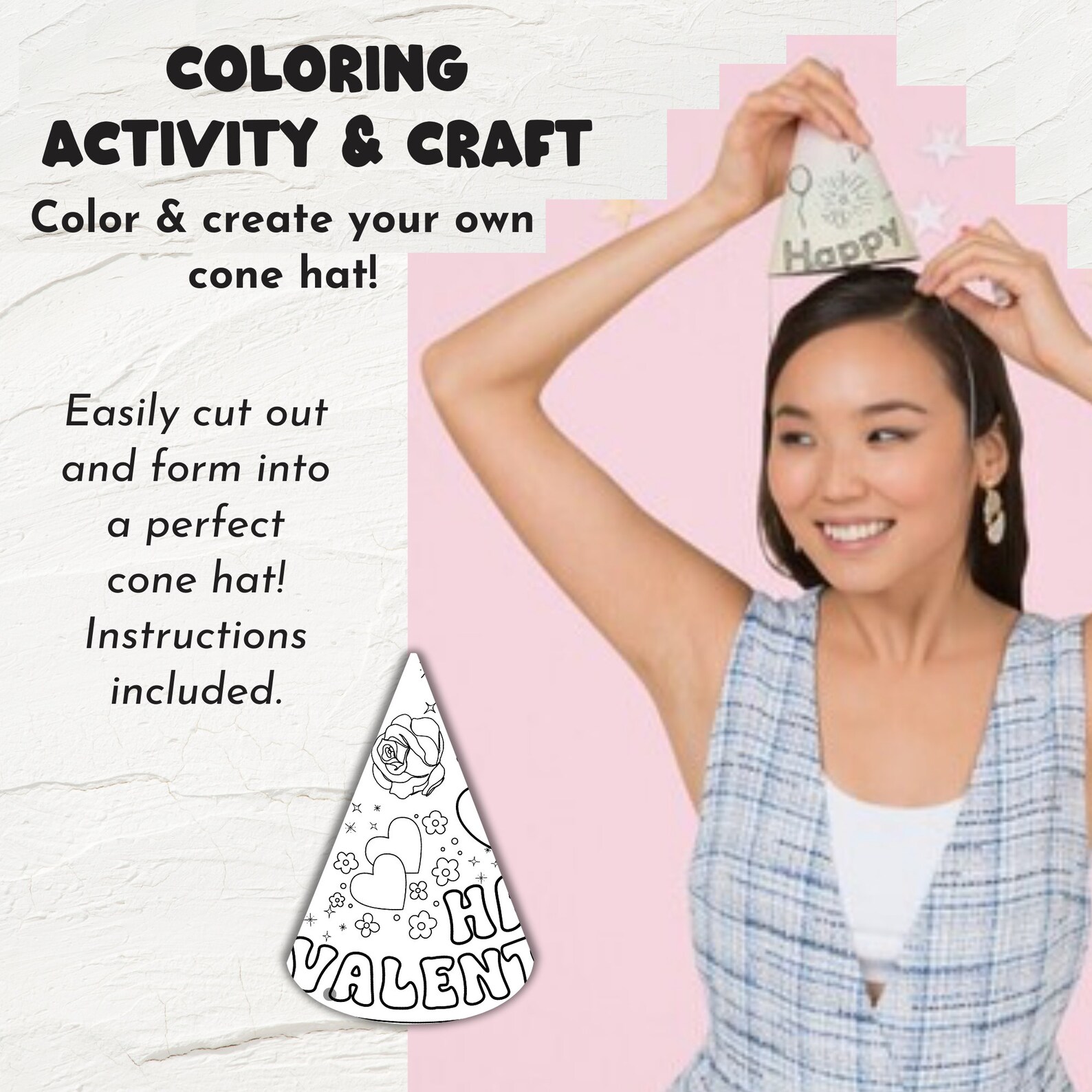 Printable Valentine's Day Paper Hat Craft | February Hat Craft | Kids ...