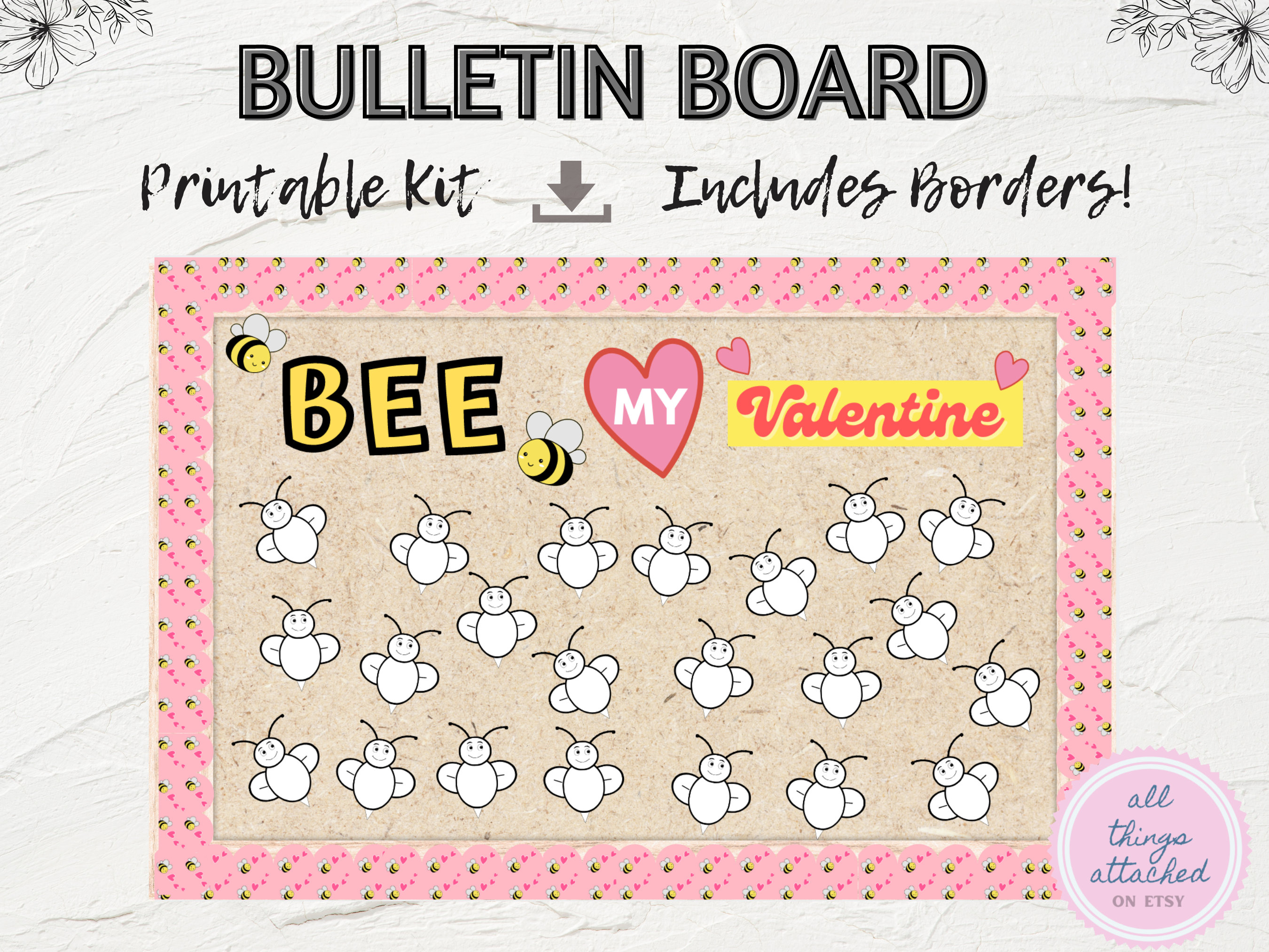 Valentine's Day Bulletin Board Set Printable February Bulletin Board ...