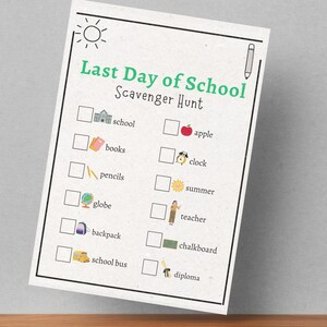 Last Day of School Activity | Printable Scavenger Hunt |end of the Year ...