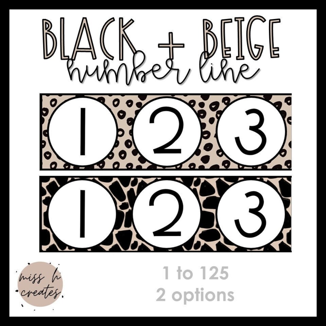 Neutral Black + Beige Number Line - Etsy