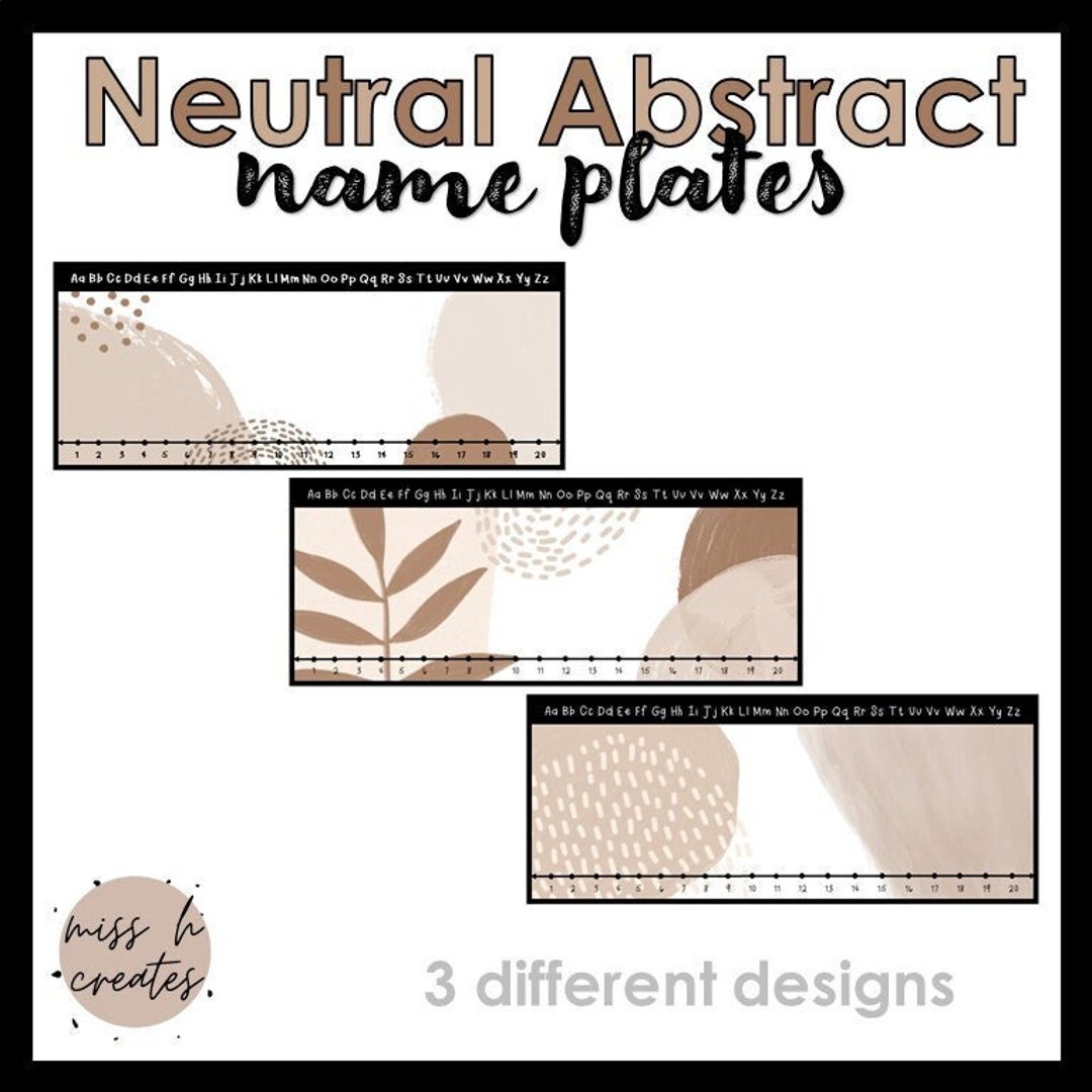 Neutral Abstract Desk Name Plate - Etsy