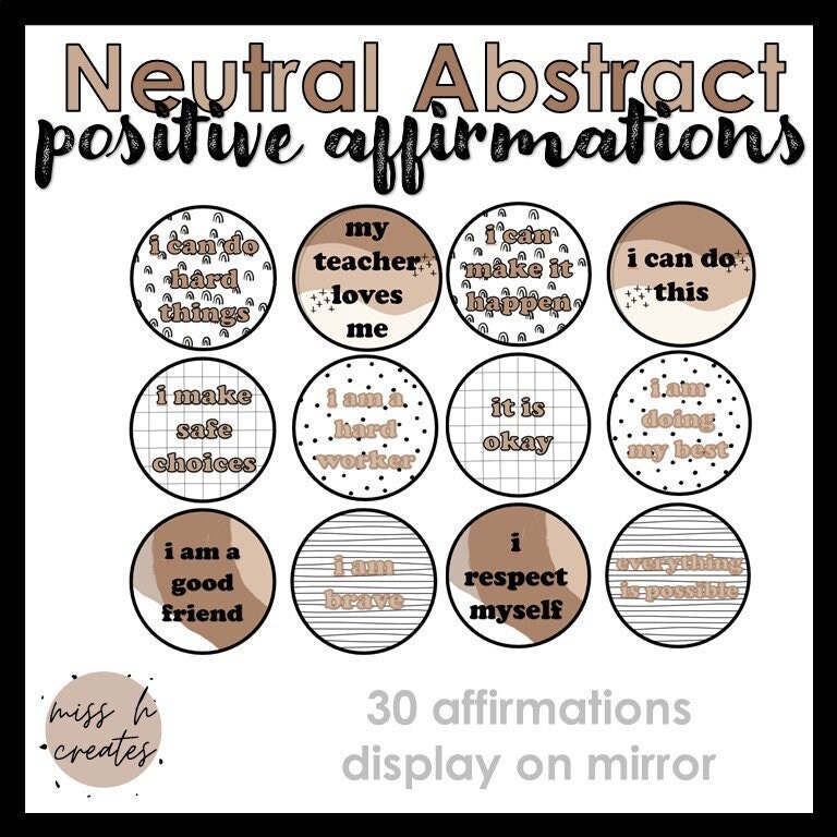 Neutral Abstract Positive Affirmations Mirror Display - Etsy