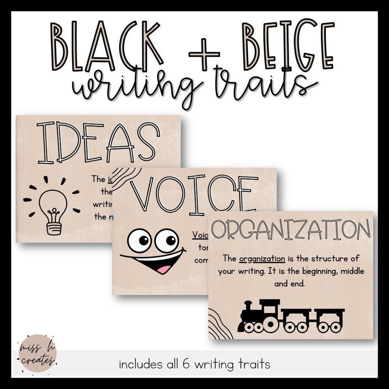Black + Beige 6 Writing Traits Poster Wall Display - Etsy
