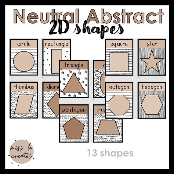 Neutral Abstract 2D Shapes Posters | Etsy