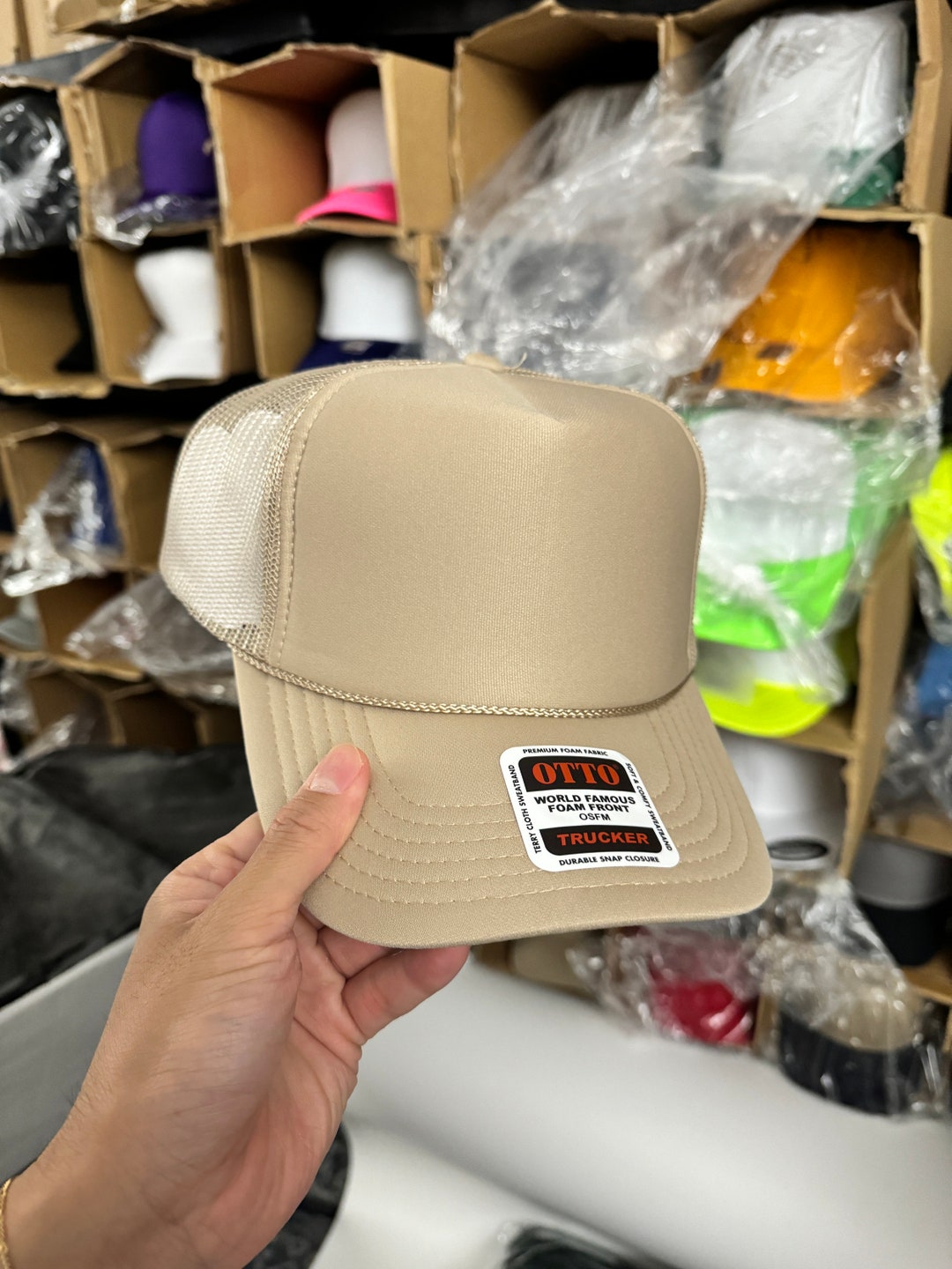 Khaki Otto Trucker Hats High Profile in All Colors / Trucker/ Foam ...