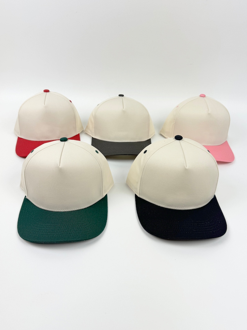 5 Panel Cream 2 Tone Snapback Blank / Suede/ Baseball/ Trucker Caps ...