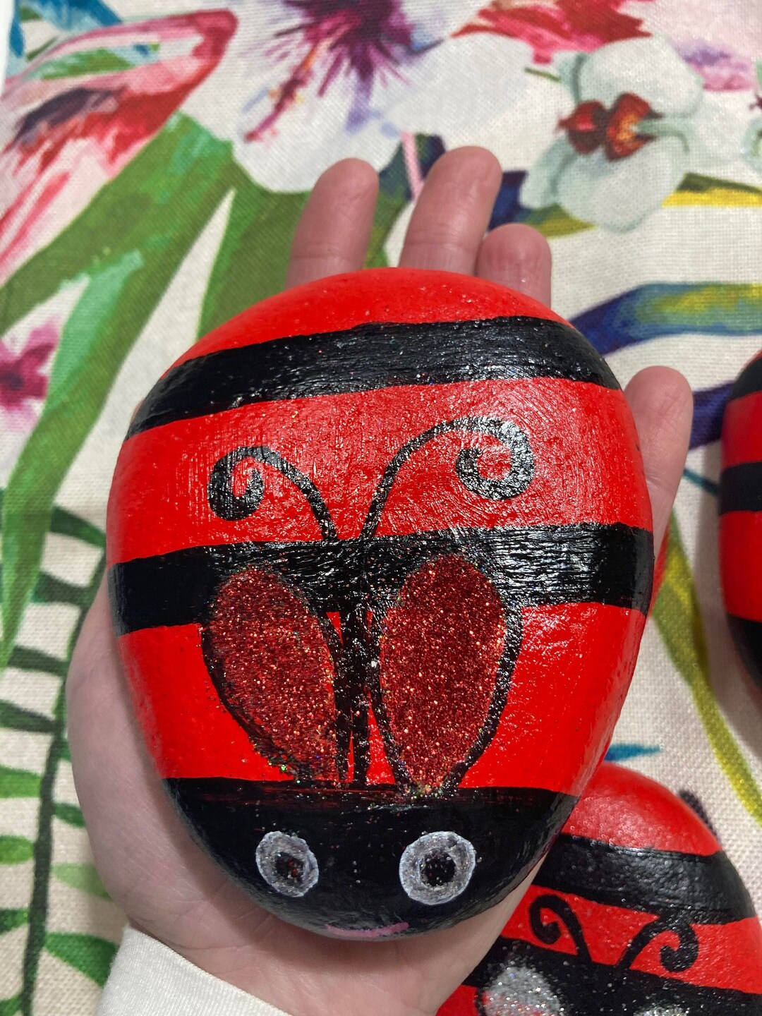 Ladybird, Giant Stone Ladybird, Hand Painted Stone, Garden Stone ...