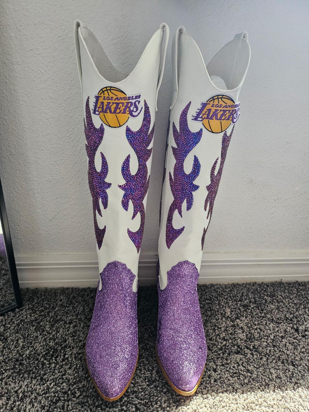 Custom Rhinestone Laker Cowboy Boots - Etsy