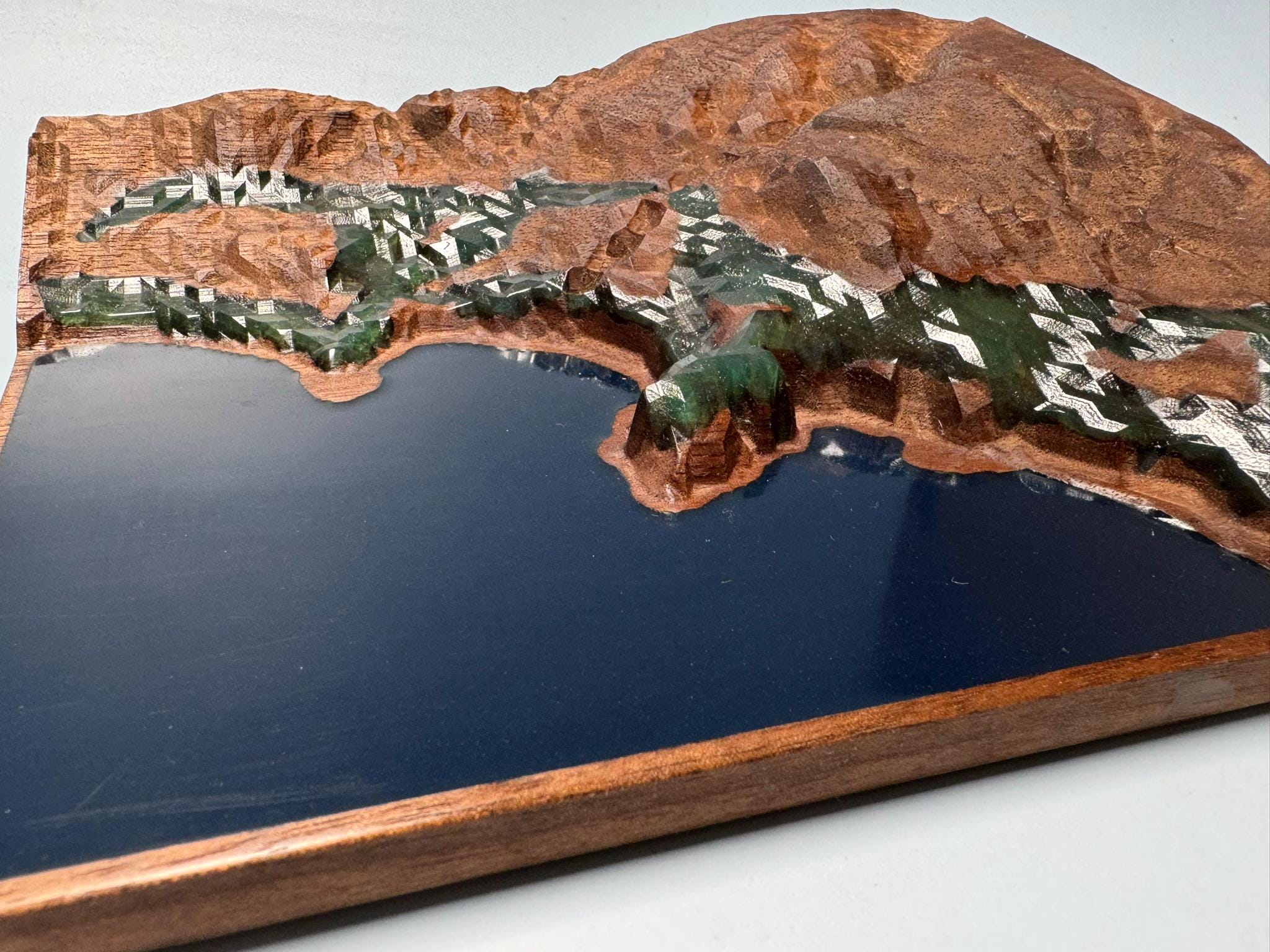Pebble Beach Topographic Wood Carving With Epoxy Inlays - Fairways ...