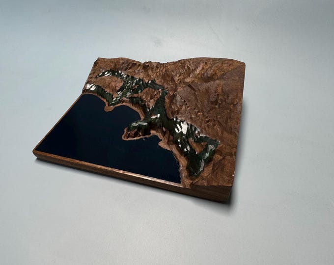Pebble Beach Topographic Wood Carving With Epoxy Inlays - Fairways ...