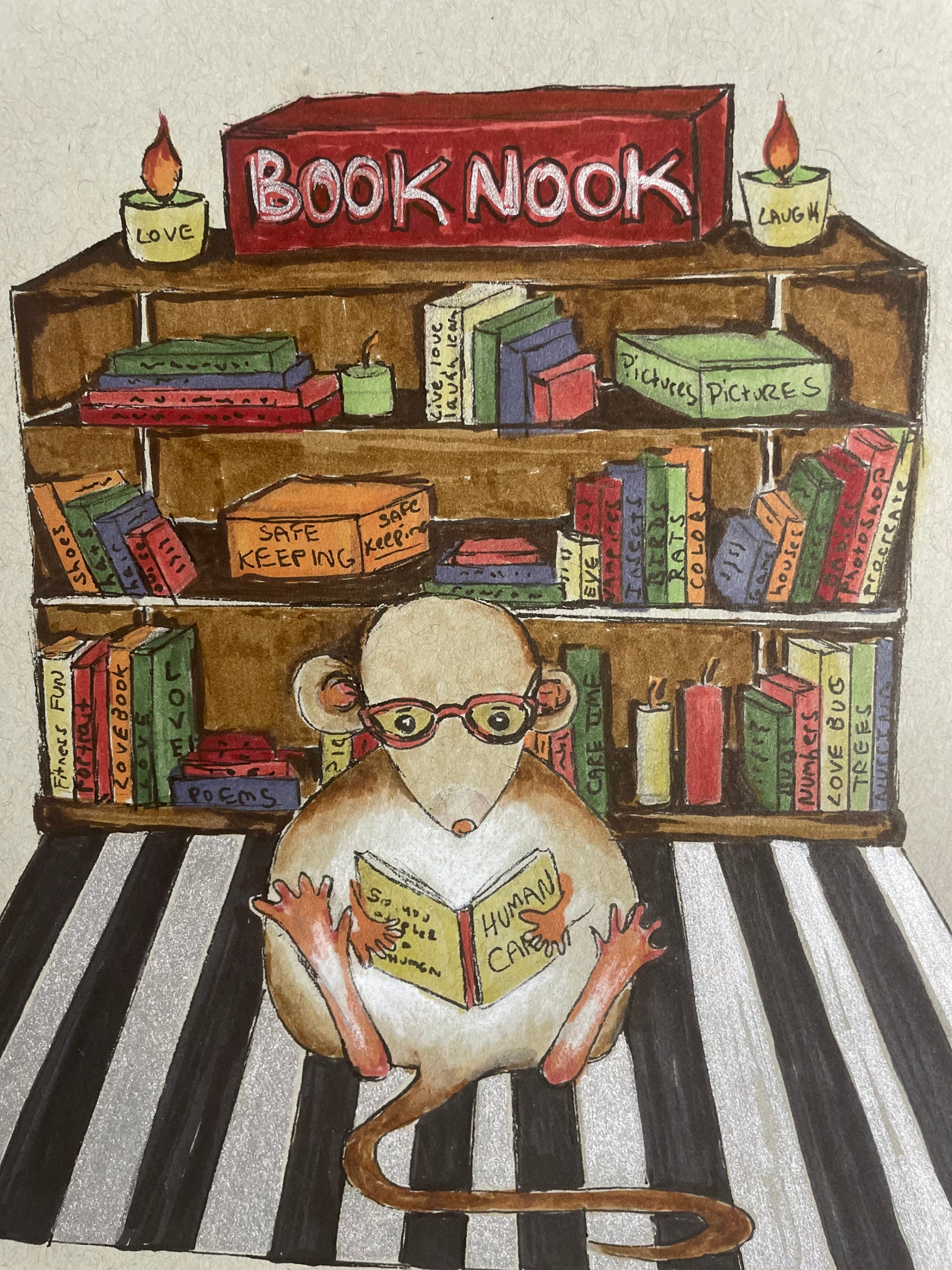 Cute Rat Reading rats, Rat Art, Rat Illustration, Rat Artwork, Digital ...