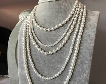 Long Pearl Necklace - Etsy