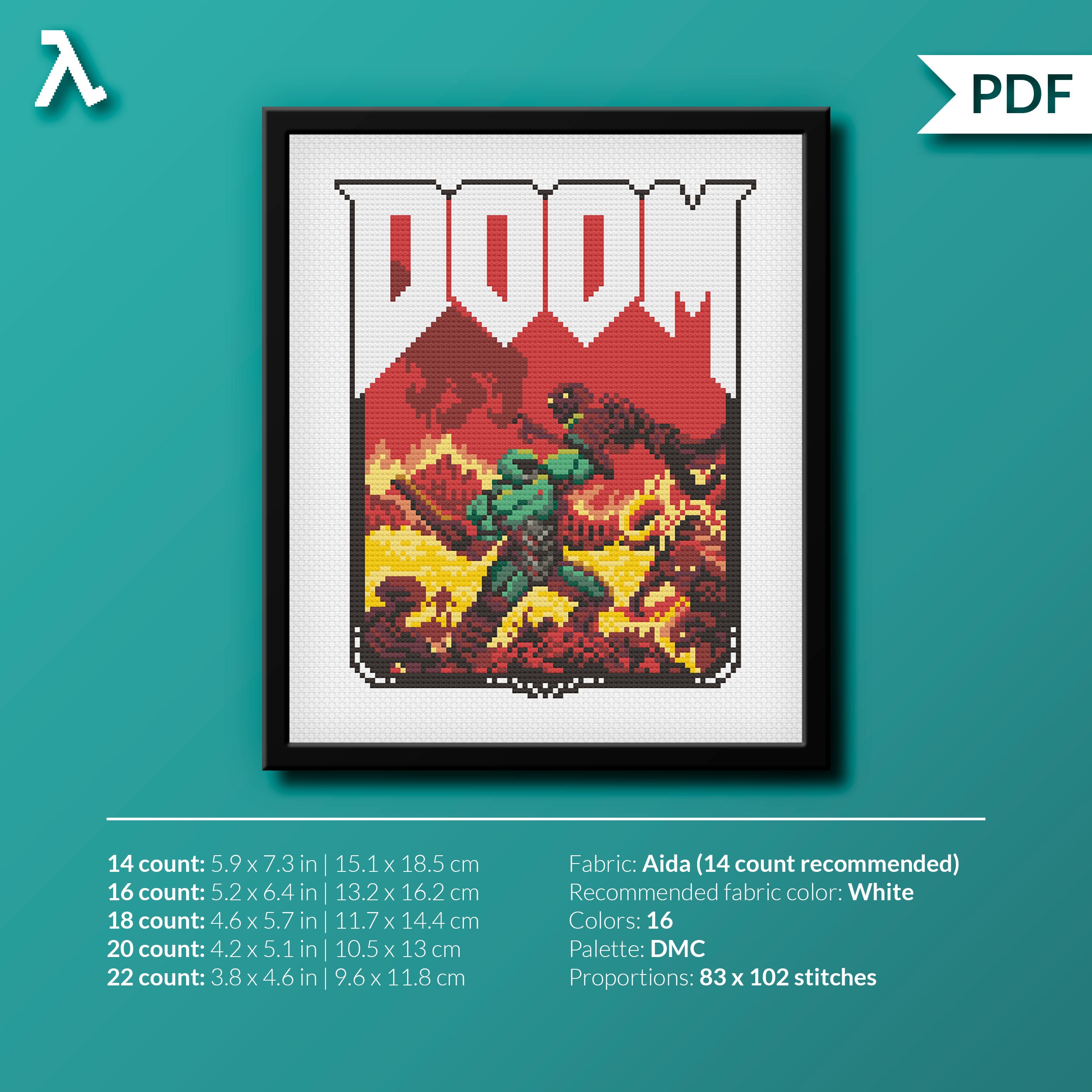 DOOM - Doom Slayer - Videogame - Cross Stitch Pattern (instant Download ...