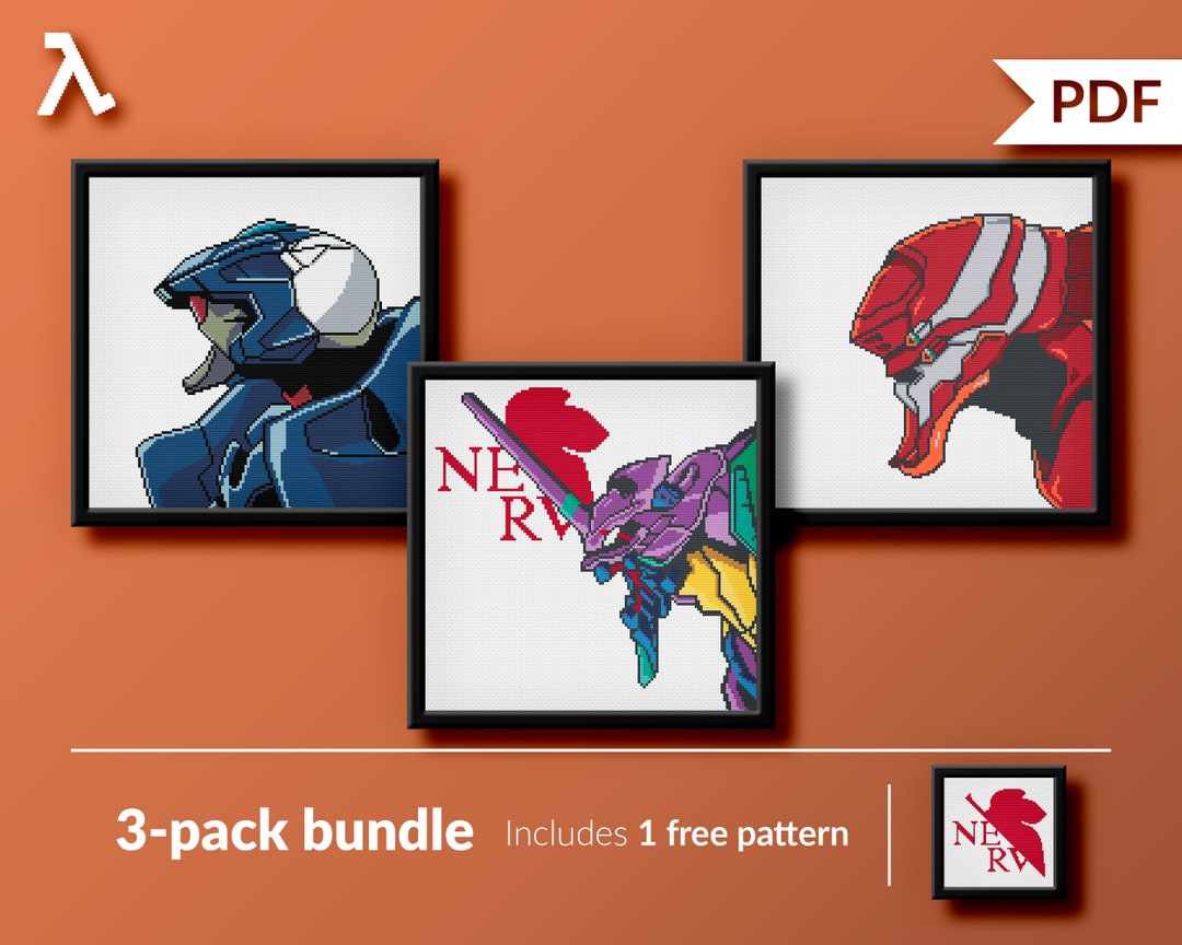 Evangelion EVA-01 02 00 Anime Manga Cross Stitch Pattern instant ...