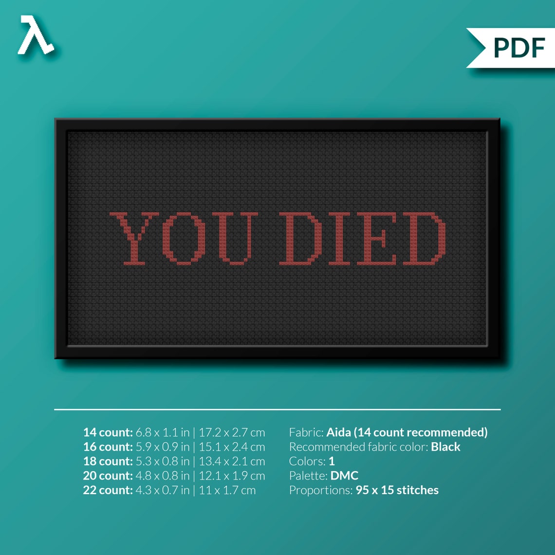 Dark Souls YOU DIED Death Screen Videogame Cross | Etsy