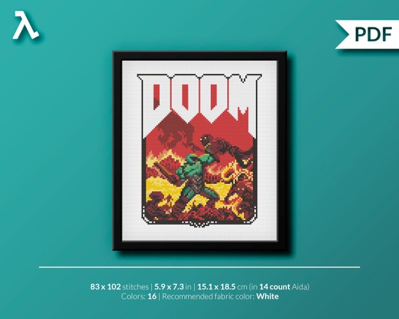 DOOM Doom Slayer Videogame Cross Stitch Pattern instant - Etsy
