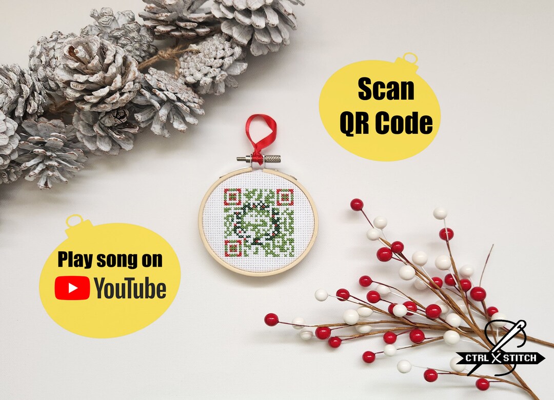 Feliz Navidad Christmas QR Code Cross Stitch Pattern, Plays Song on ...