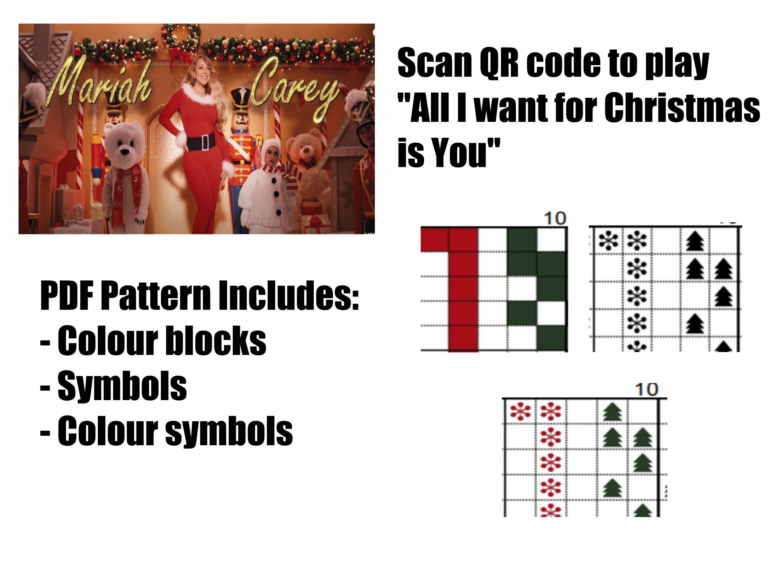 Mariah Carey Christmas Song QR Code Cross Stitch Pattern - Etsy
