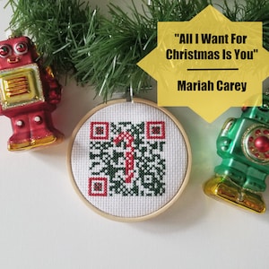 Christmas QR Code Cross Stitch Pattern Bundle, Play Songs on Youtube, 5 ...