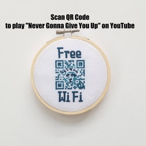 Rick Roll QR Code Free Wifi Cross Stitch Pattern - Plays "never Gonna ...