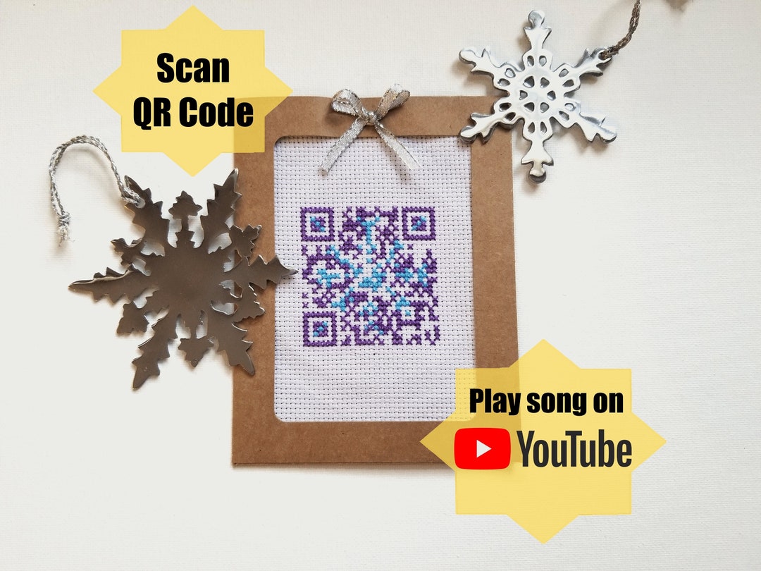 White Christmas QR Code Snowflake Cross Stitch Pattern, Plays Christmas ...