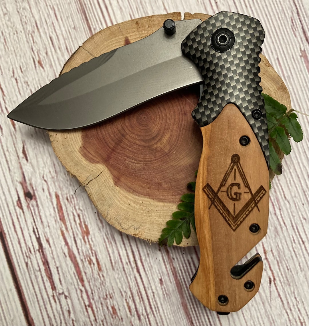 Freemason Olive Wood Handle Knife, Lock Blade - Etsy