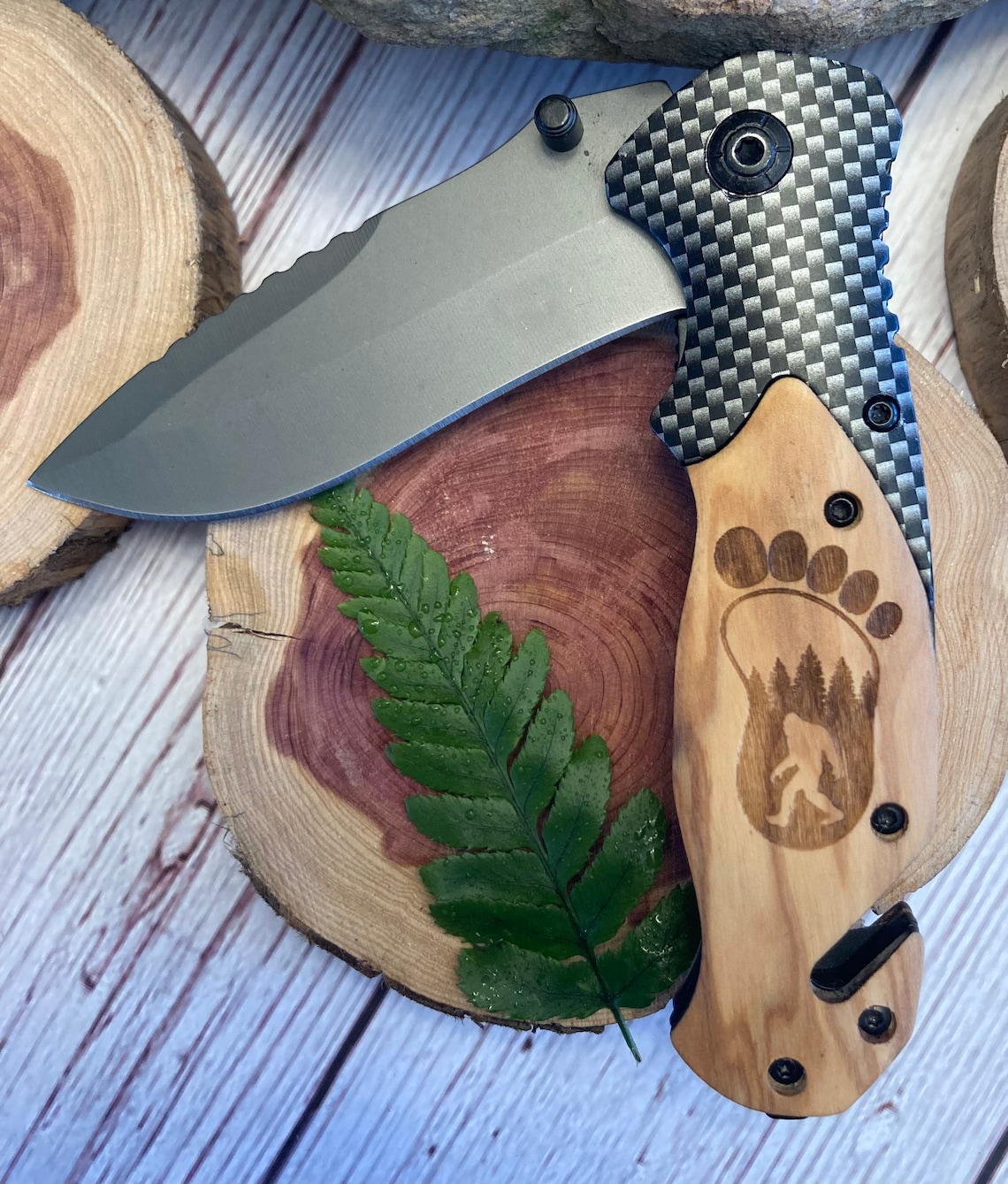 Bigfoot Footprint With Trees Knife | Etsy