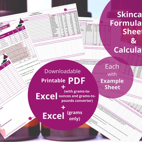 Skincare Formulation Sheet and Calculator printable PDF - Etsy