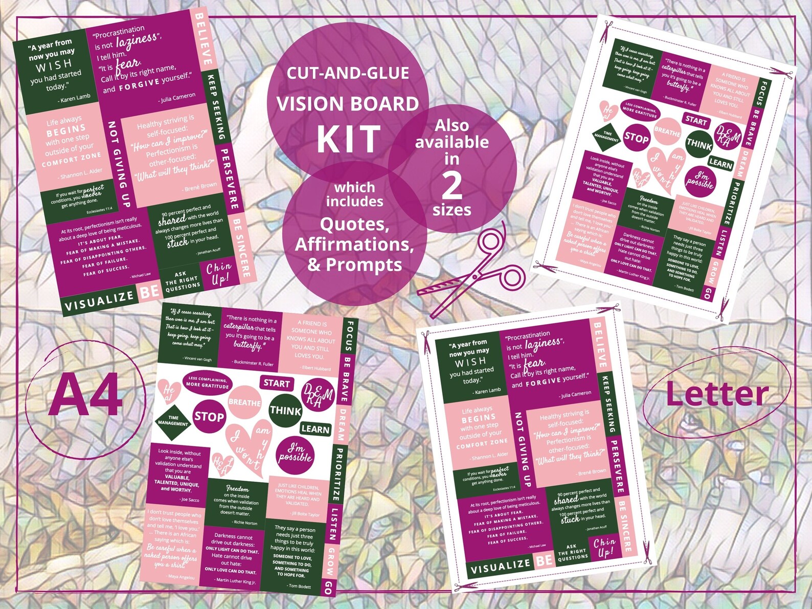 Printable Vision Board + Kit (with Quotes, Affirmations & Words) - Etsy