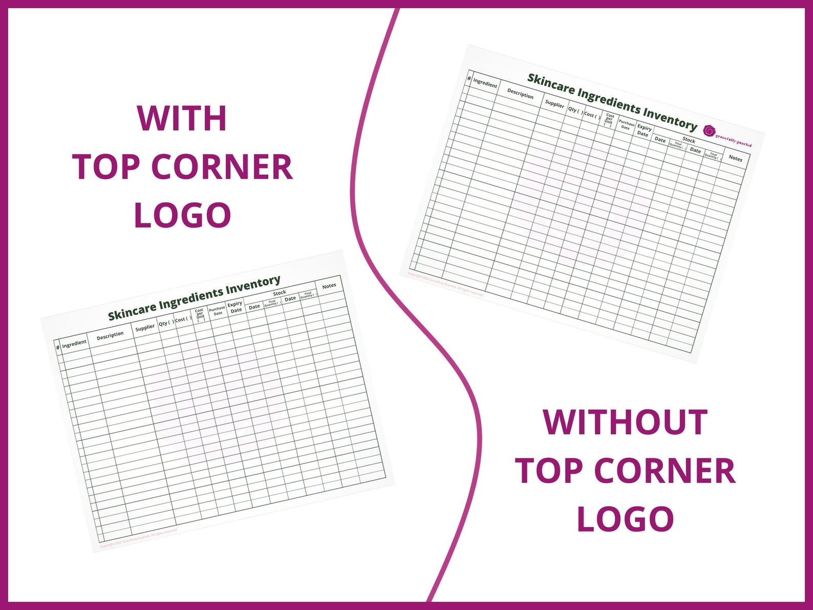 Skincare Ingredients Inventory (excel + Printable PDF) - Etsy