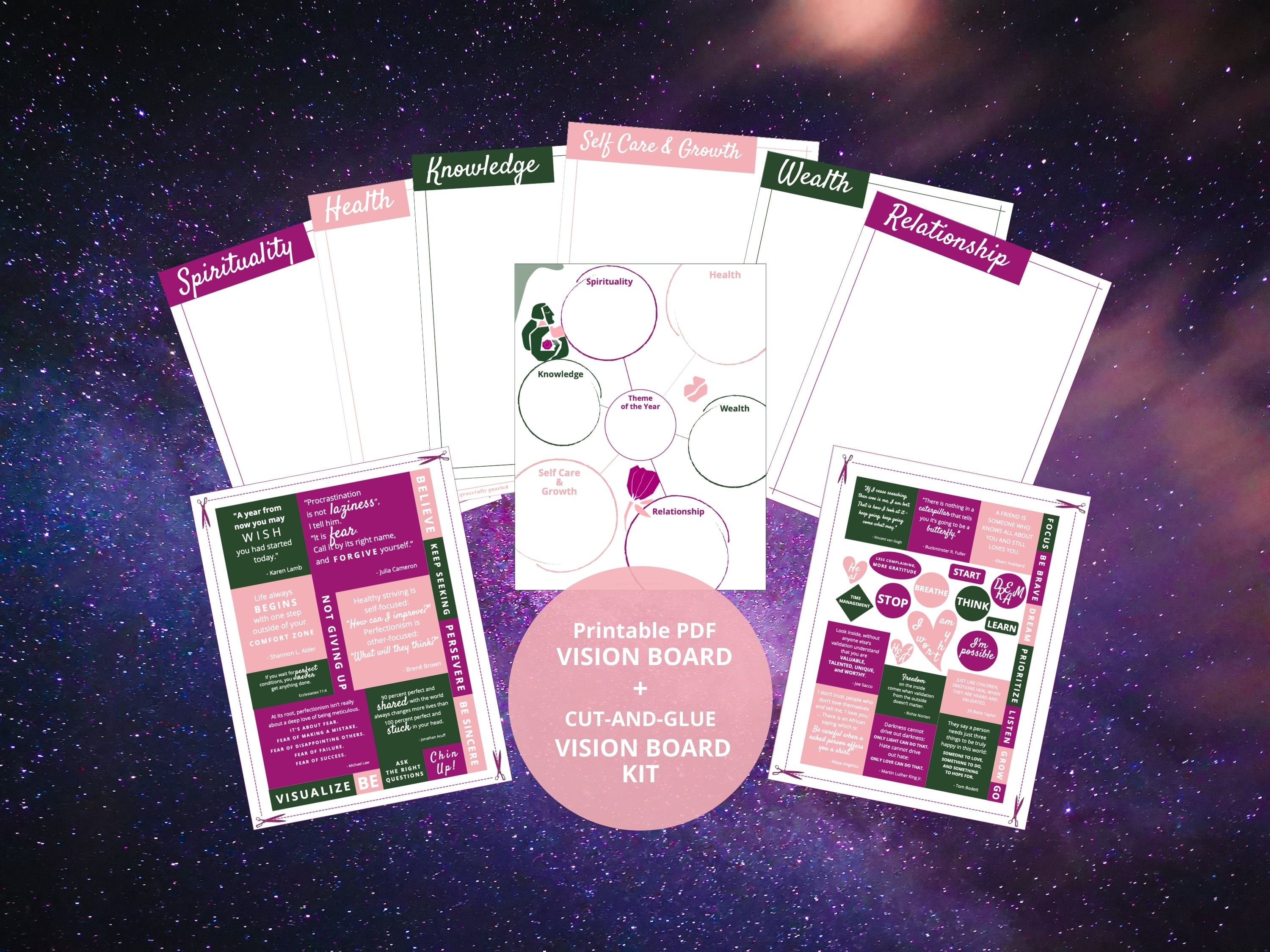 Printable Vision Board + Kit (with Quotes, Affirmations & Words) - Etsy