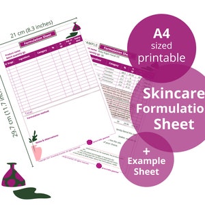 Skincare Formulation Sheet and Calculator (printable PDF + Excel ...