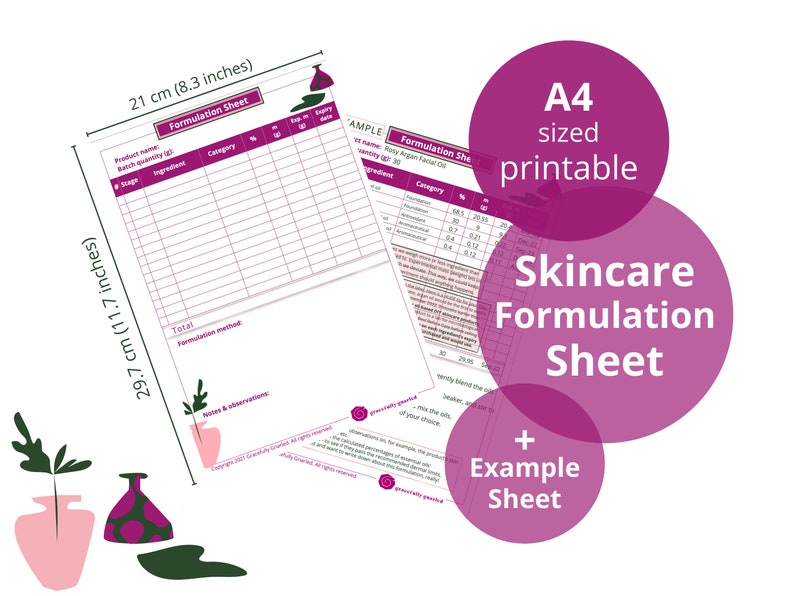 Skincare Formulation Sheet and Calculator (printable PDF + Excel ...